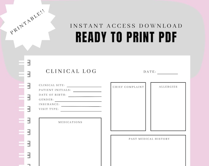 Nurse Practitioner Printable Clinical Log, Clinical Brain Downloadable ...