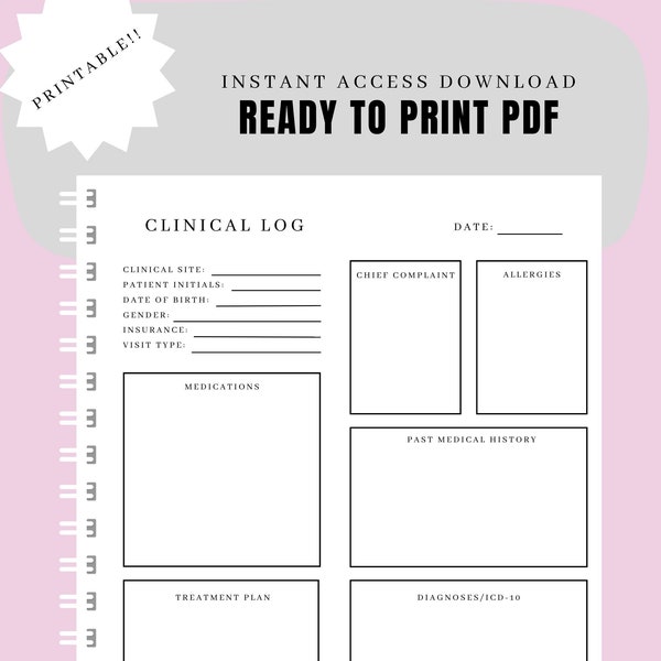 Printable Nurse Log - Etsy