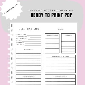 Nurse Practitioner Printable Clinical Log, Clinical Brain Downloadable ...