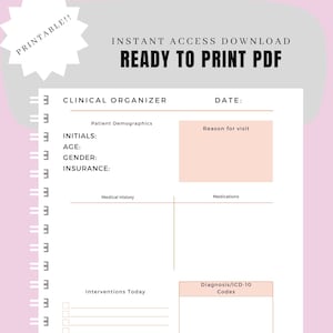 Nurse Practitioner Clinical Organizer, Printable PDF Clinical Brain ...