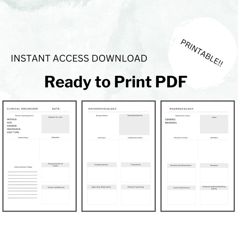 Nurse Practitioner Clinical Bundle, Downloadable Printable PDF ...