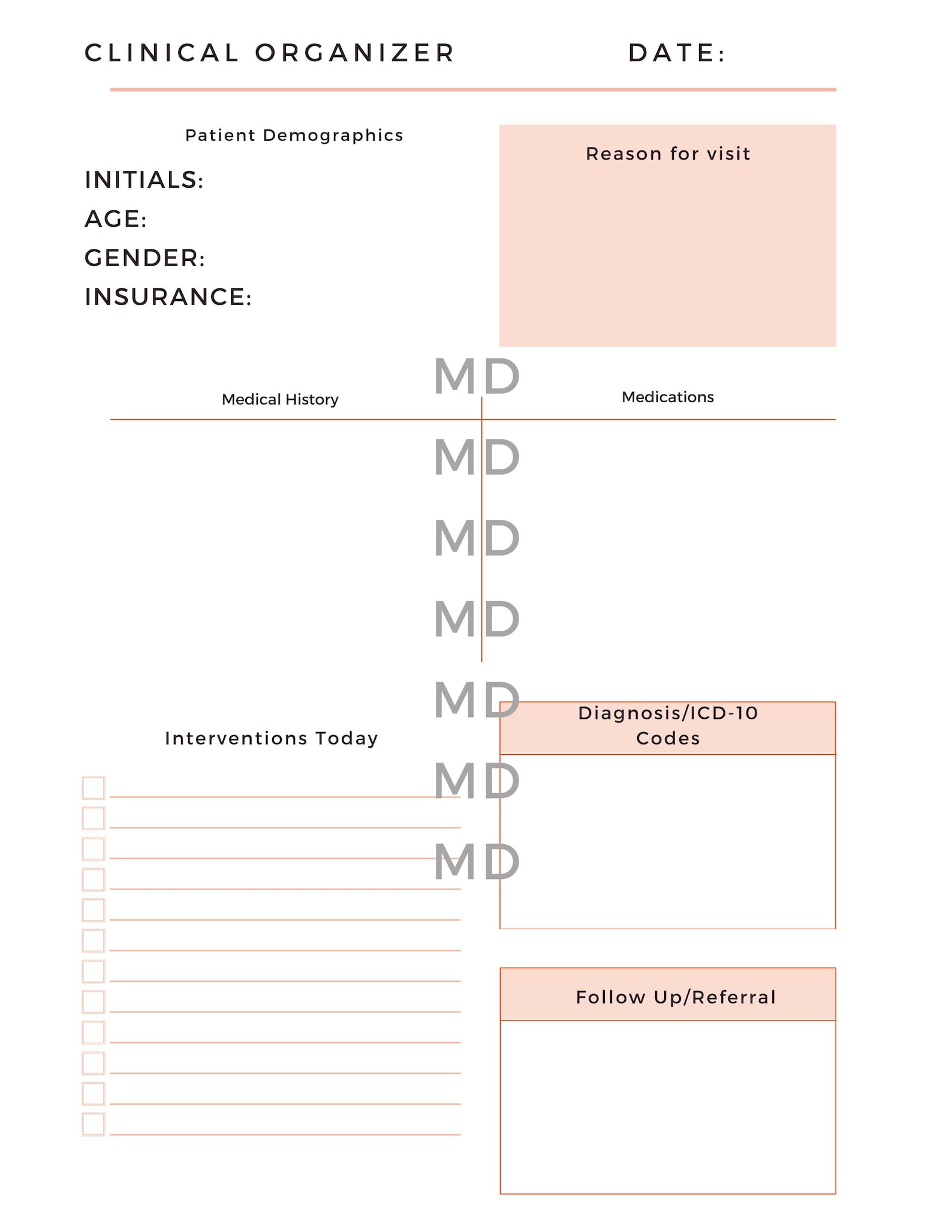 Nurse Practitioner Clinical Organizer, Printable PDF Clinical Brain ...