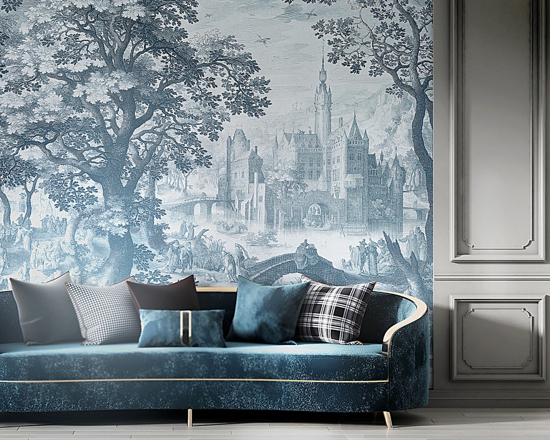 Elegant Scenic Mural, Landscape Wallpaper Peel and Stick. Vintage ...