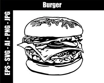 Burger Svg, Burger Silhouette, Burger Picture, Burger, Food Svg, Vector ...