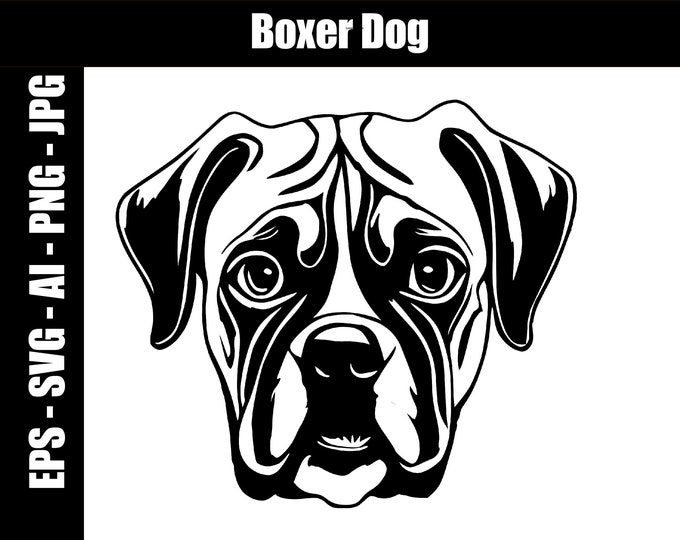 Boxer Dog Svg 04 Clipart Image, Cricut Svg Image, Dxf, Pdf, Eps, Jpg ...