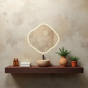 Round Bathroom Led Mirror - Irregular Wall Lighted Mirror - Circle ...