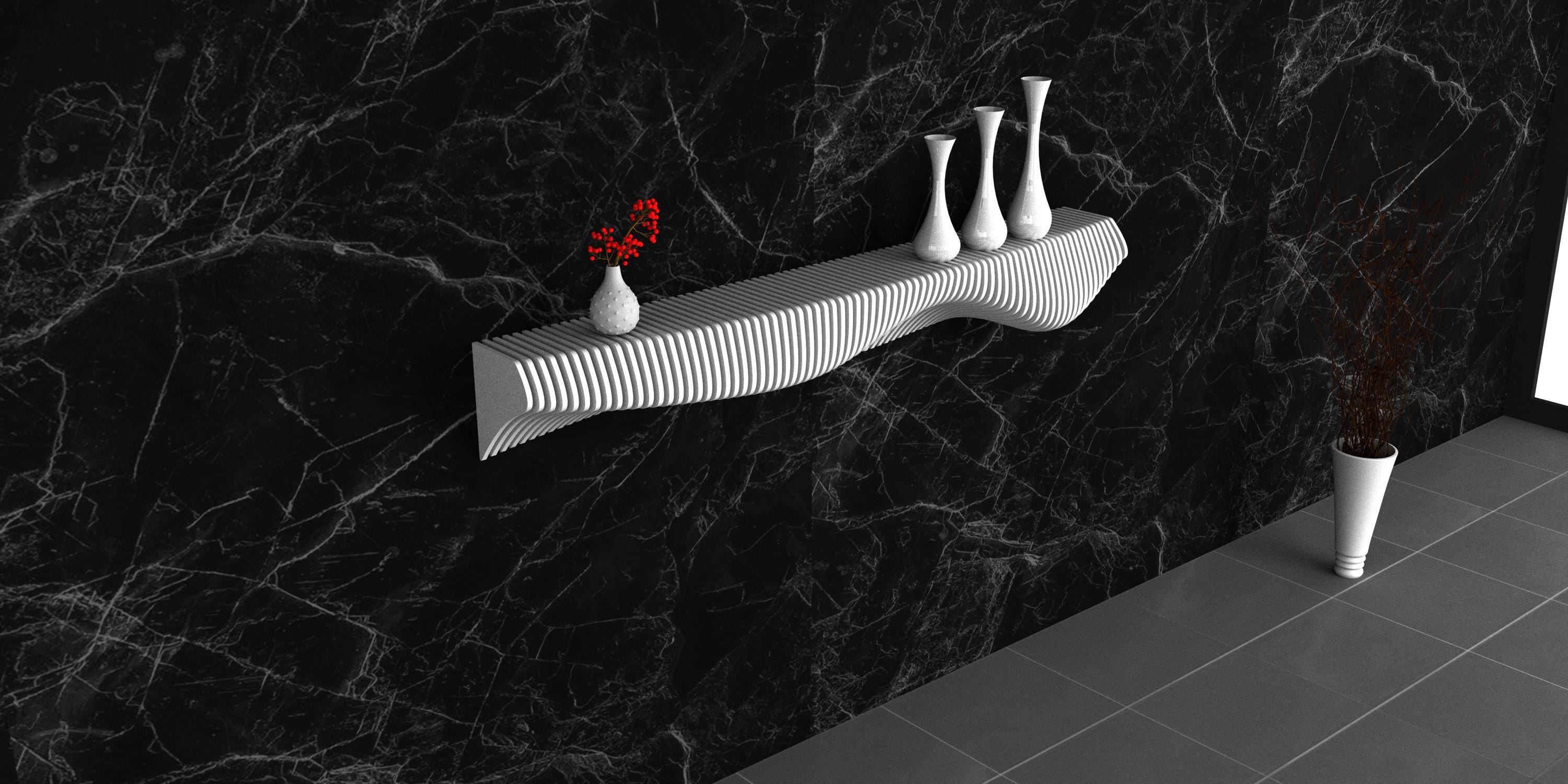 Parametric Wavy Wooden Floating Shelf Decor - Contemporary Parametric ...