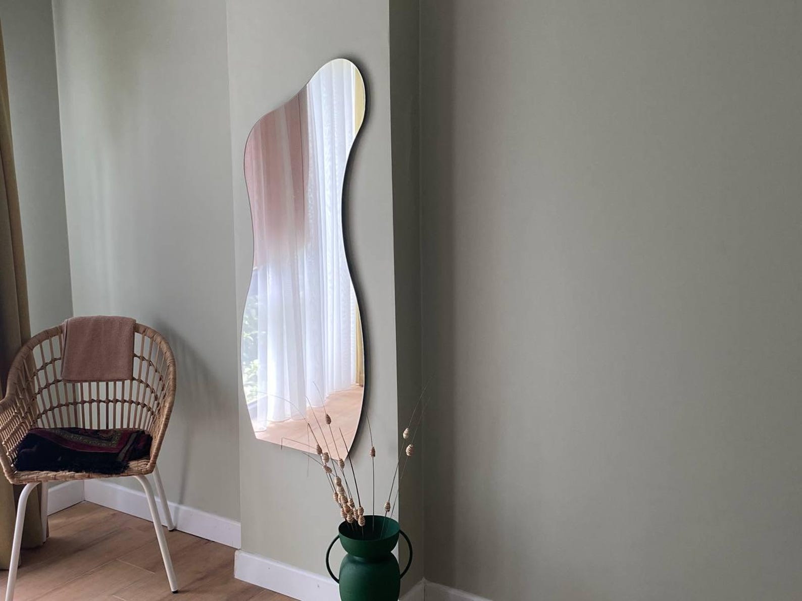 Full Length Wavy Edge Mirror - Floor Wave Full Body Mirror - Irregular ...