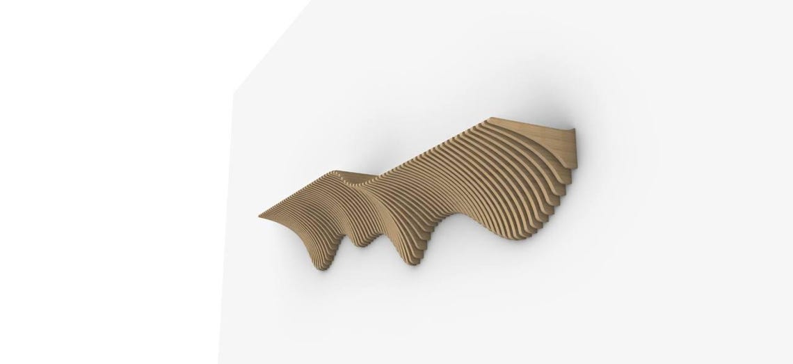 Parametric Wave Wooden Floating Shelf Decor - Wall Shelves - Sound Wavy ...