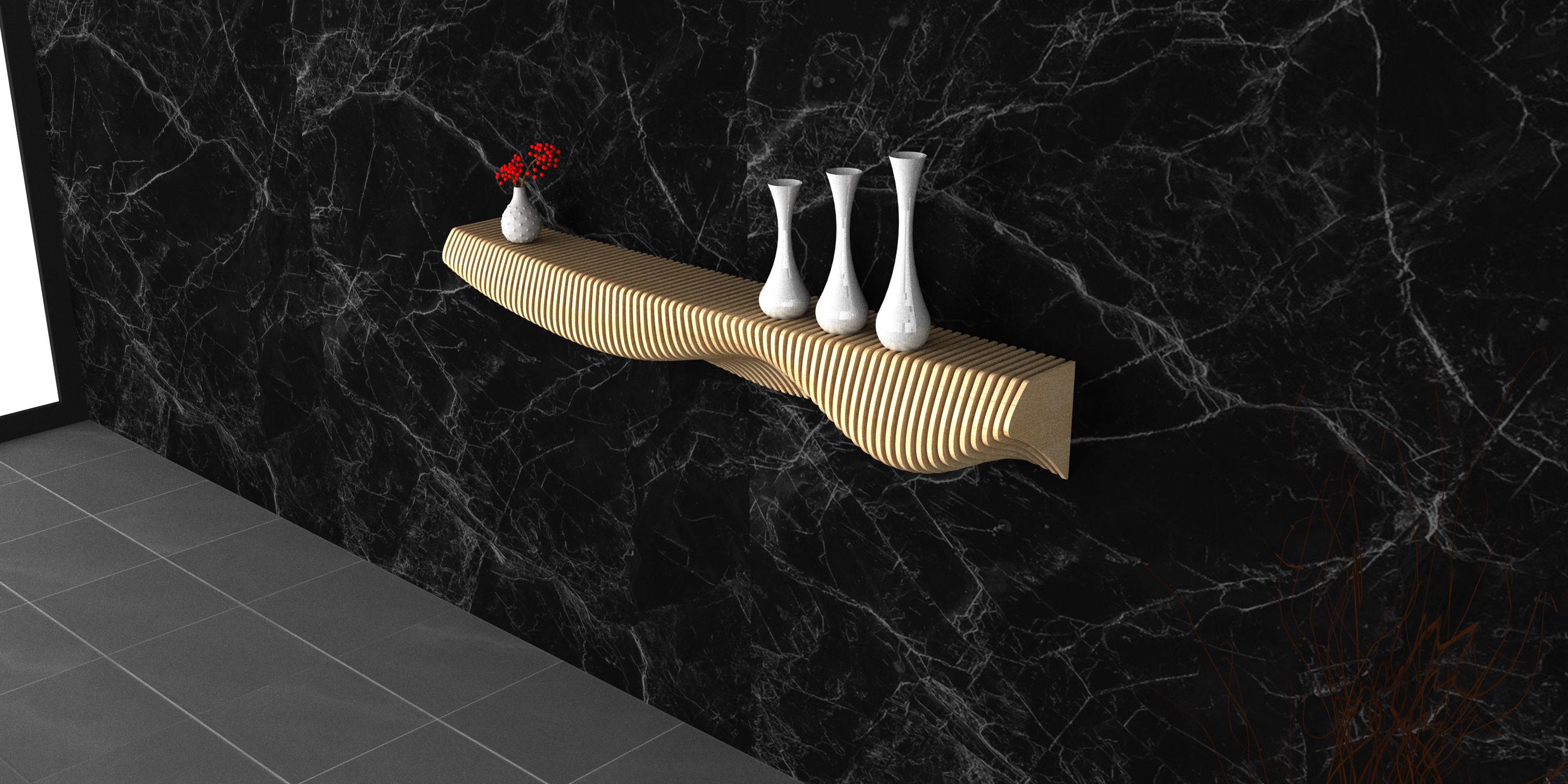 Parametric Wavy Wooden Floating Shelf Decor - Contemporary Parametric ...