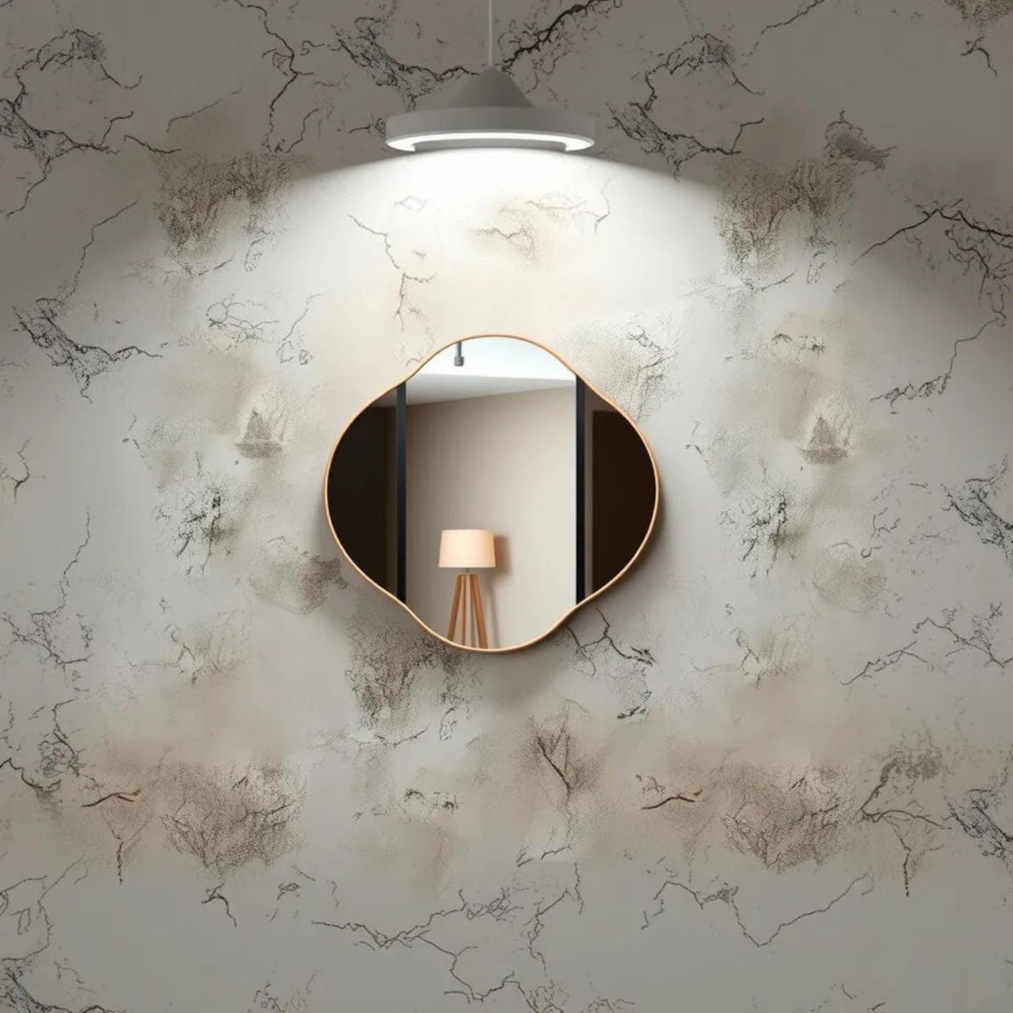 Round Gold Mirror - Irregular Wall Mirror - Asymmetrical Led Mirror ...
