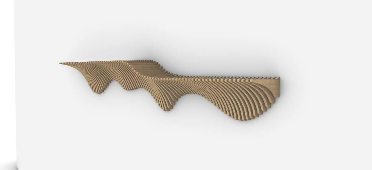 Parametric Wave Wooden Floating Shelf Decor - Wall Shelves - Sound Wavy ...