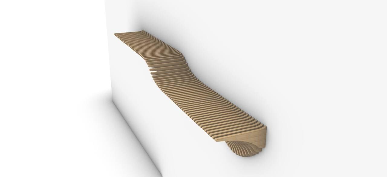 Parametric Wave Wooden Floating Shelf Decor - Wall Shelves - Sound Wavy ...