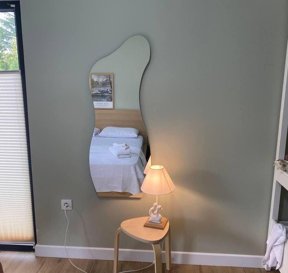 Full Length Wavy Edge Mirror - Floor Wave Full Body Mirror - Irregular ...