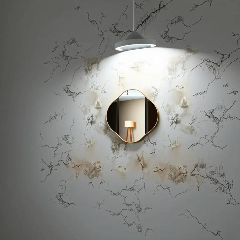 Round Gold Mirror - Irregular Wall Mirror - Asymmetrical Led Mirror ...