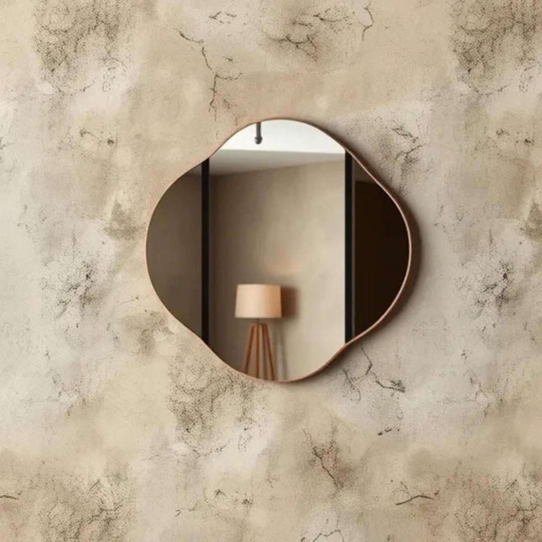 Round Gold Mirror - Irregular Wall Mirror - Asymmetrical Led Mirror ...