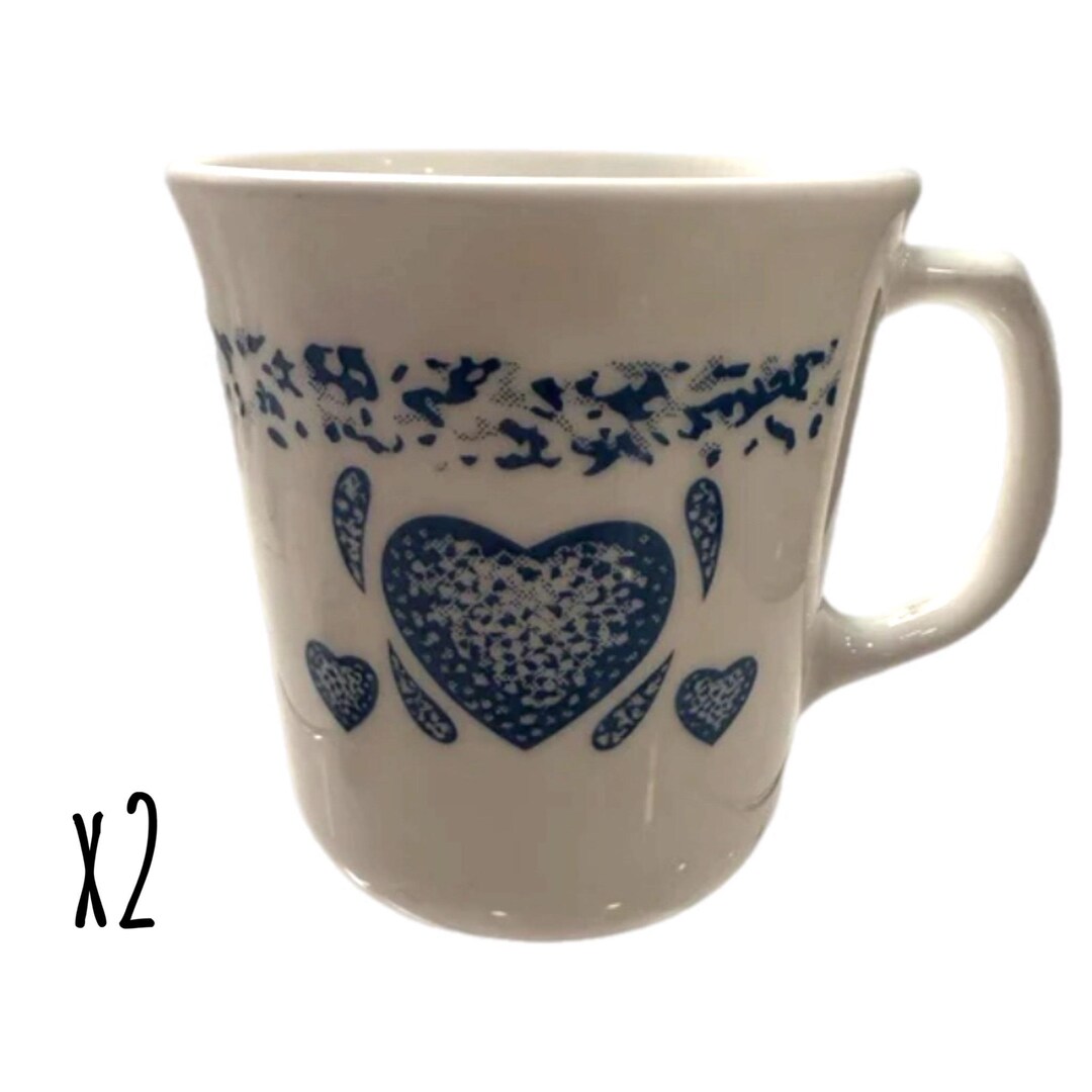 Set of 2 Corning Ware Corelle Blue Hearts Coffee Cup Mugs - Etsy