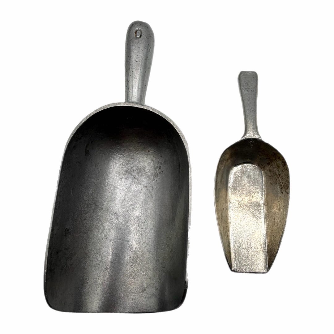 Set of 2 Antique Cast Aluminum Utility Scoops – Large & Small - 0 - Etsy