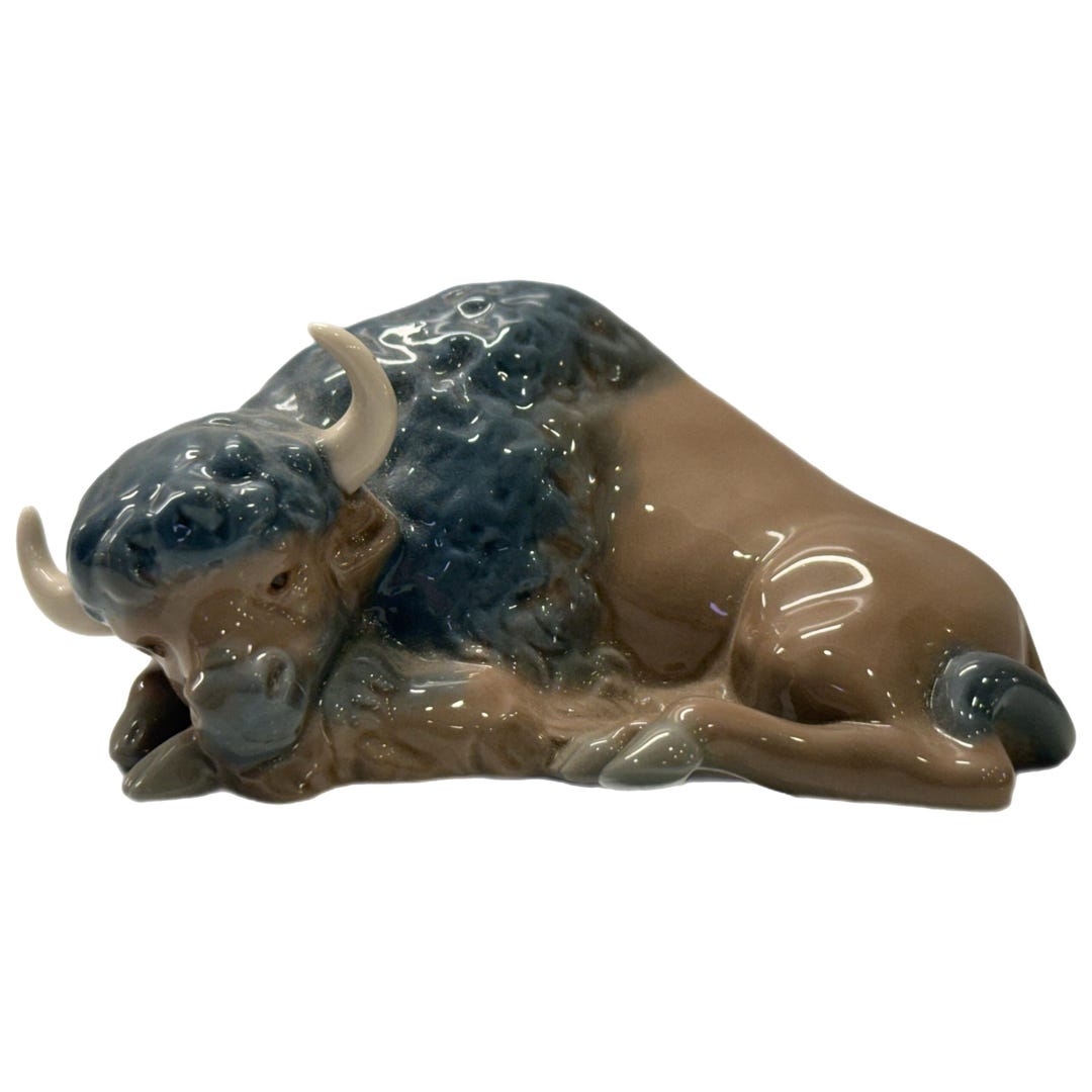 Lladro 1985 Mini Bison Resting - Miniature Animals - No Box - Porcelain ...