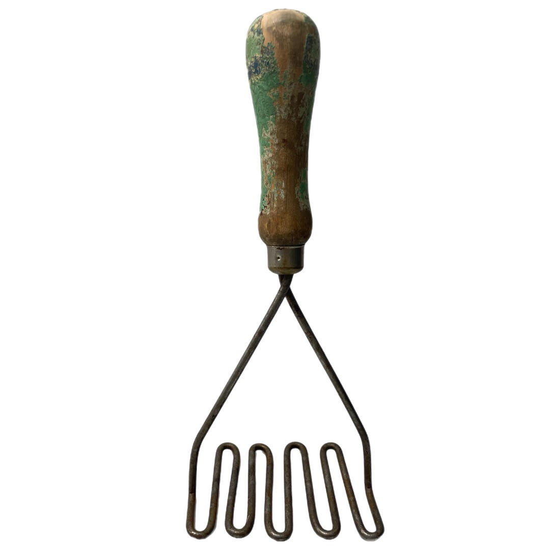 Antique 4-prong Wooden Handle Metal Potato Masher - Etsy