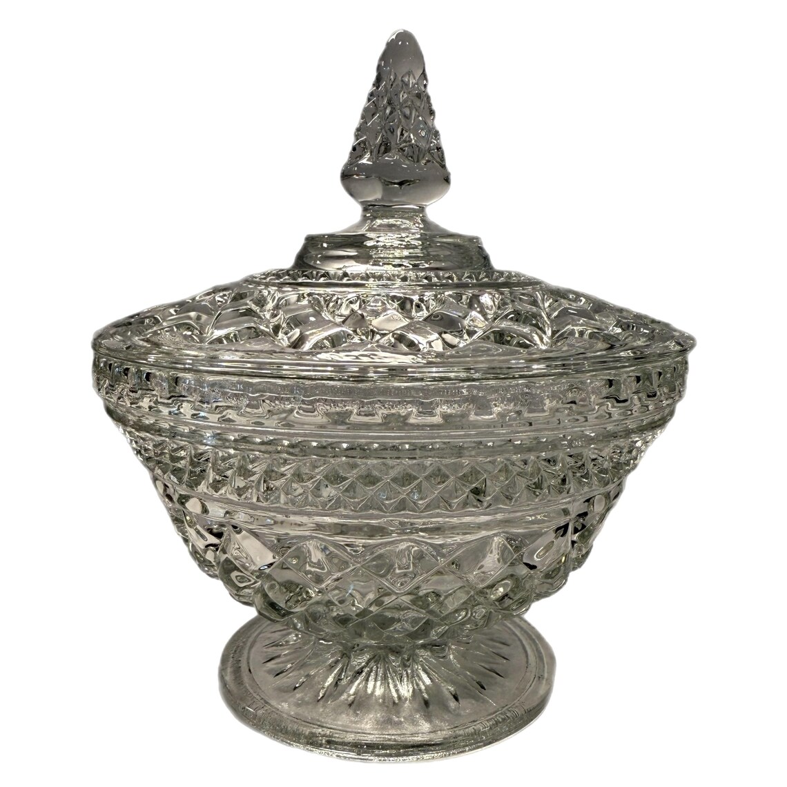 Vintage Wexford Anchor Hocking Crystal Glass Large Candy Dish With Lid ...