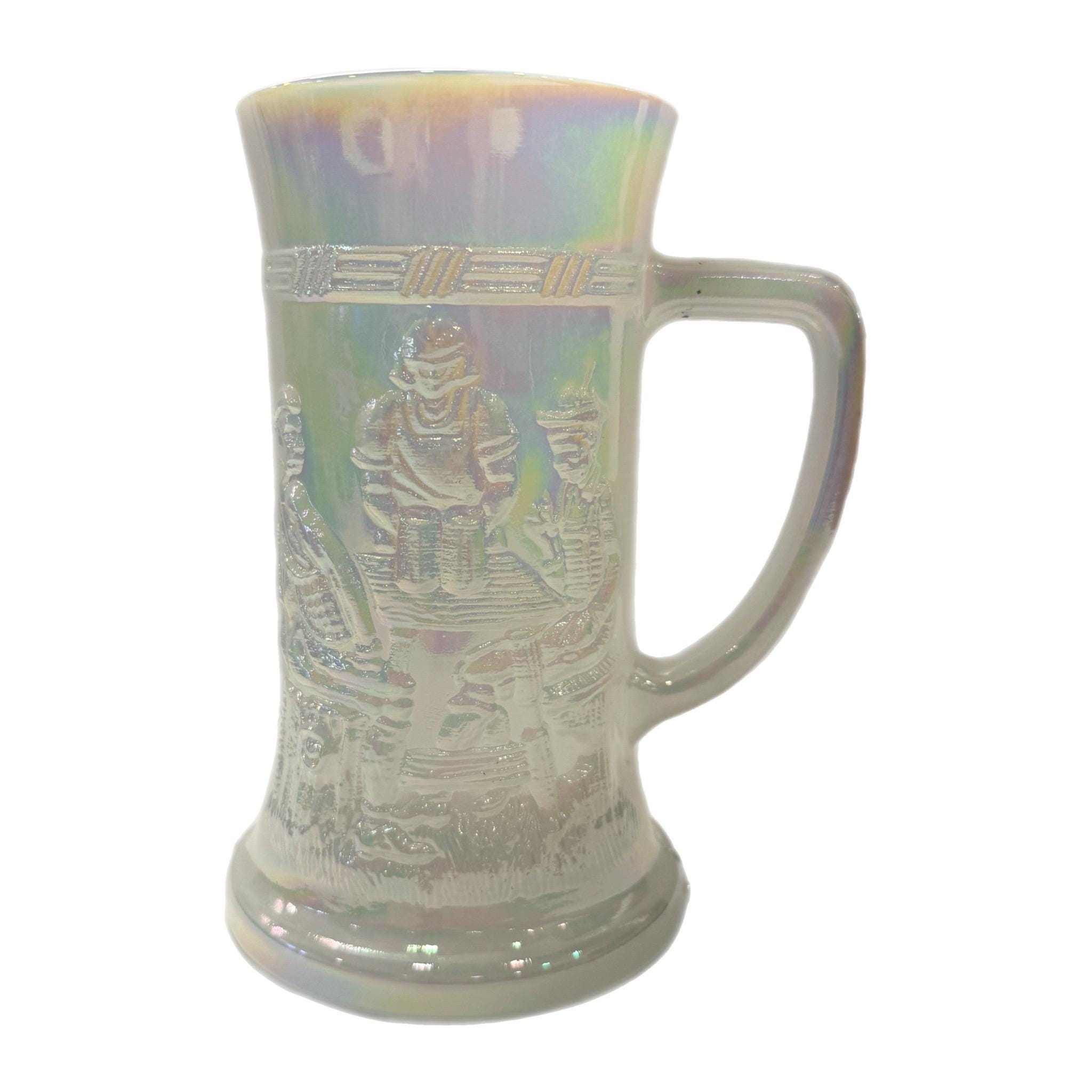 Vintage Federal Glass Moonglow Iridescent Milk Glass Beer Stein ...