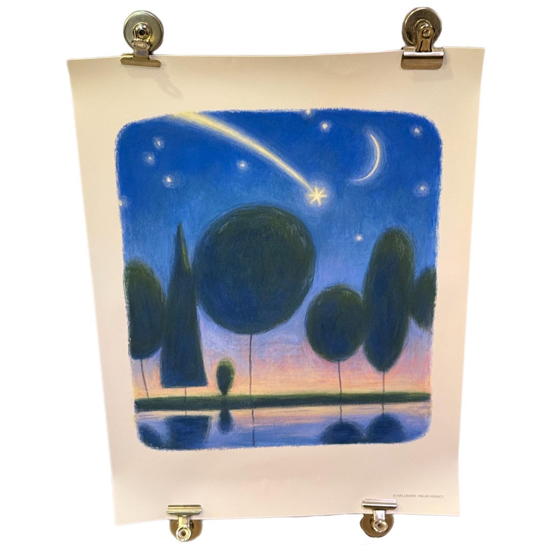 NEW Vintage Hallmark Night Sky Shooting Star & Moon Lithograph Poster ...