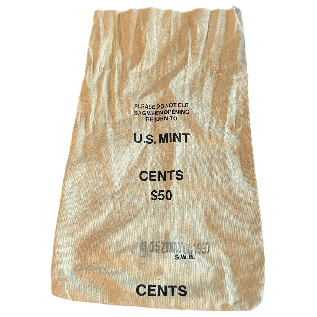 Vintage US Canvas Money Bag US Mint Cents 50 Dollars - Etsy