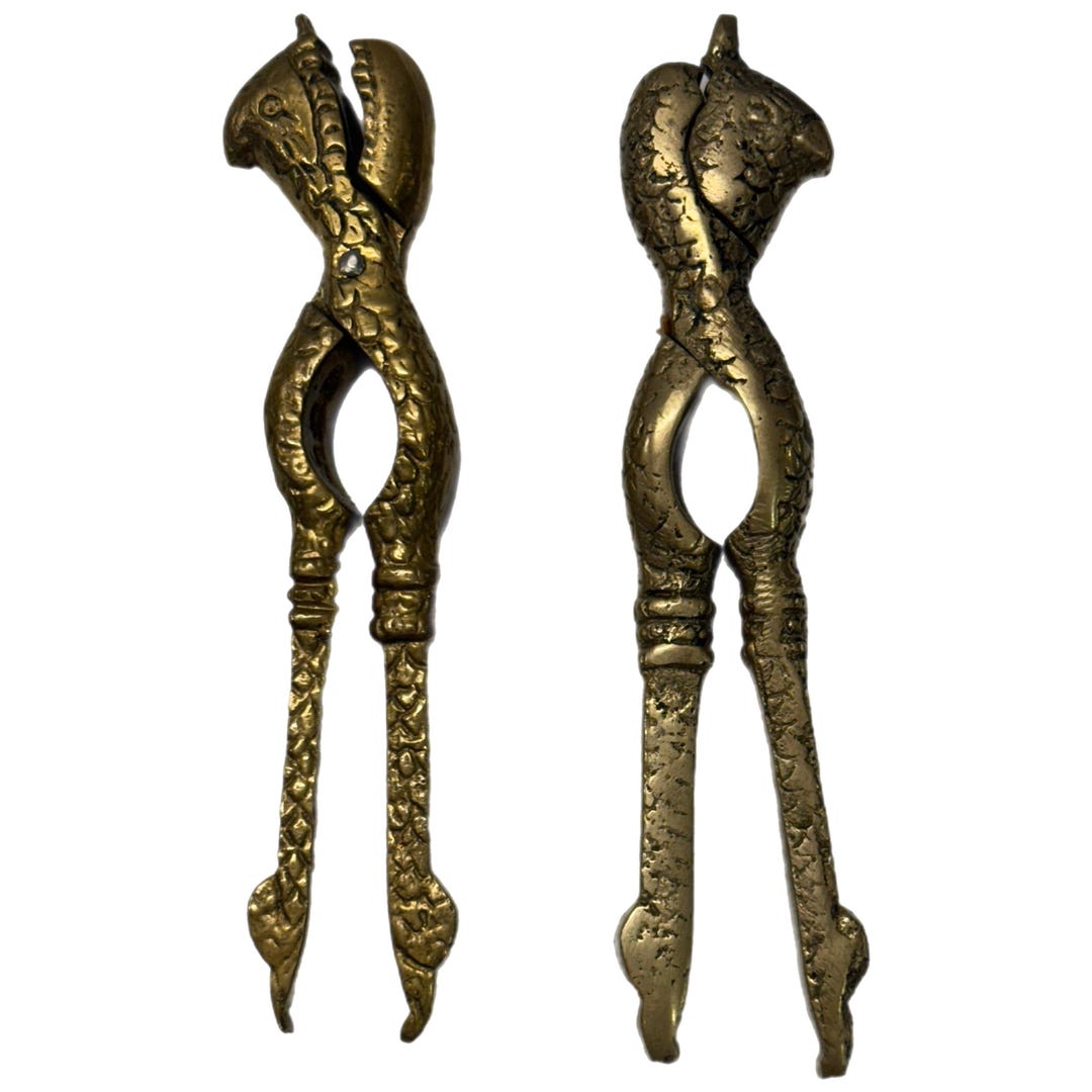 Set of 2 Antique Solid Brass Bird Nutcracker Crab Lobster Cracker ...