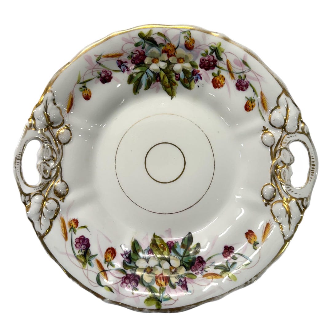 Antique CT Crown Blue Mark 10” Floral Porcelain Plate - Rare - Etsy
