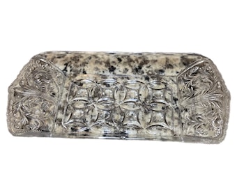 Beautiful Vintage and Ornate Laced Edge Indiana Glass Rectangle ...