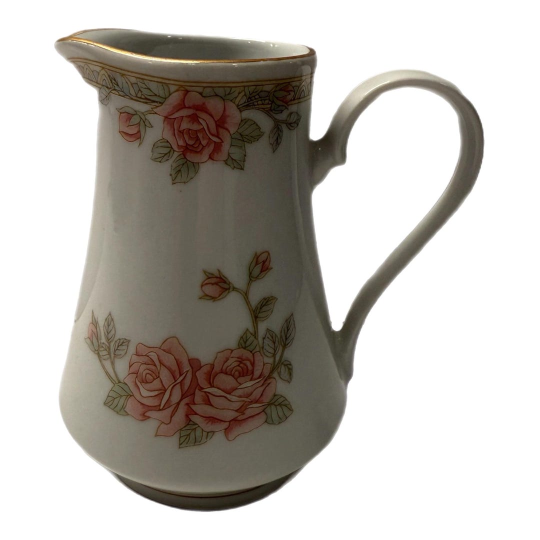 Crown Ming Christina Porcelain Creamer Pink Floral Gold Trim - Etsy