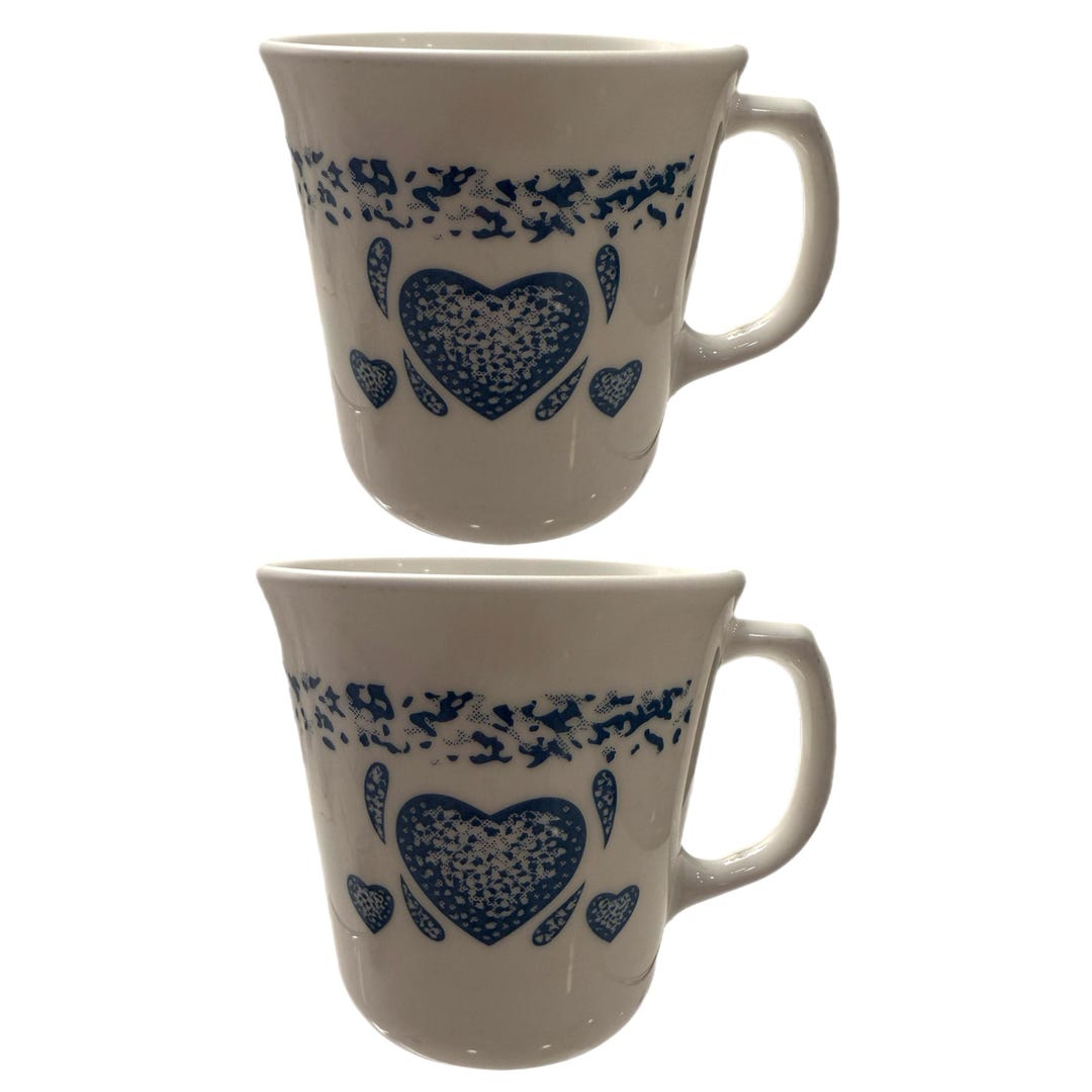 Set of 2 Corning Ware Corelle Blue Hearts Coffee Cup Mugs - Etsy