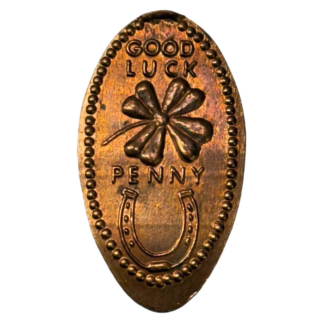 Vintage Good Luck Penny 4-leaf Clover Horseshoe Smashed Elongated ...