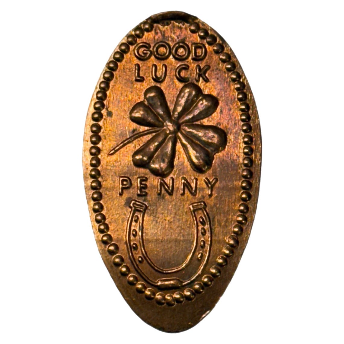 Vintage Good Luck Penny 4-leaf Clover Horseshoe Smashed Elongated ...