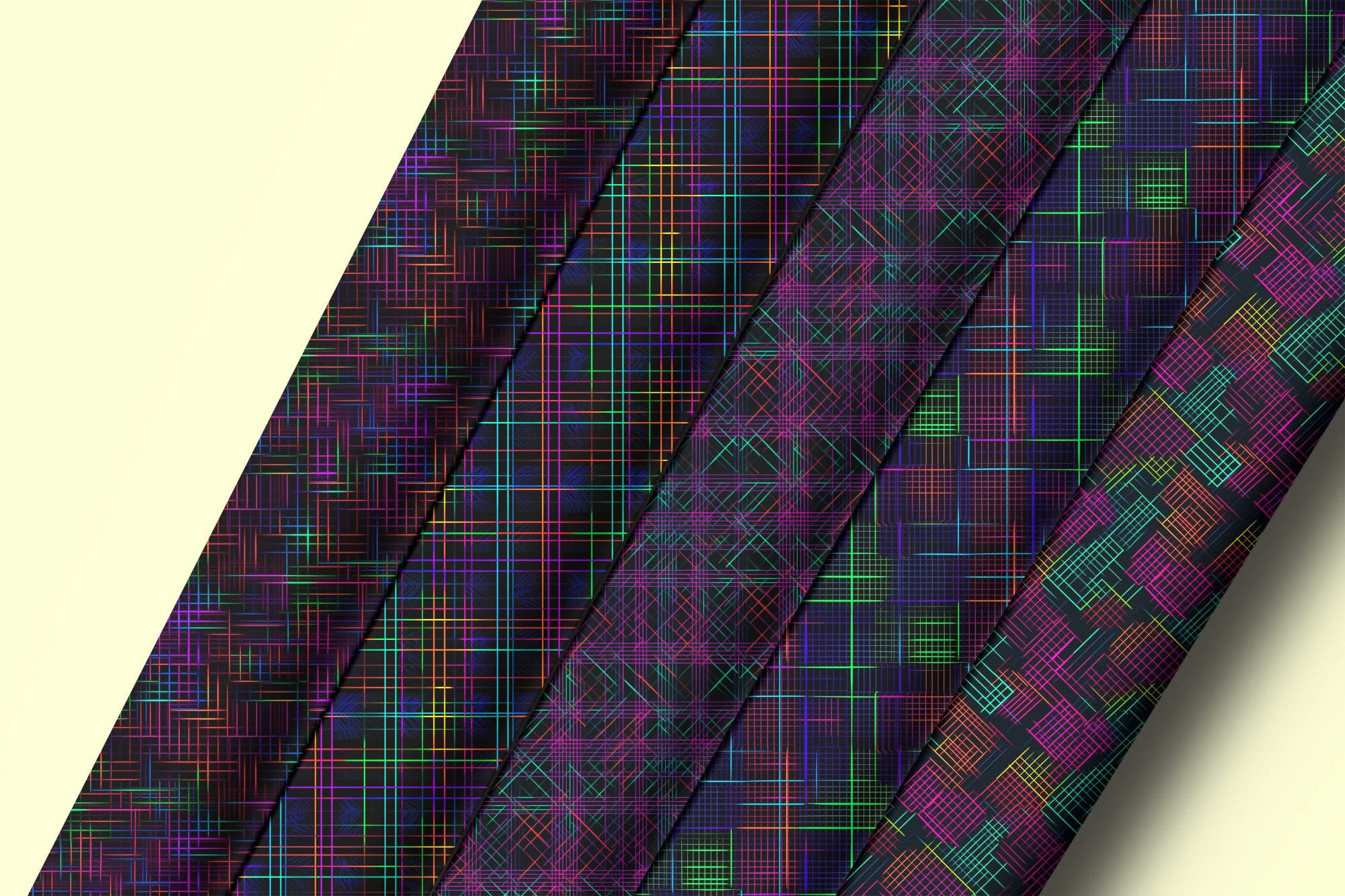 Neon Grid Patterns - Seamless Digital Paper Pack - Scrapbooking ...