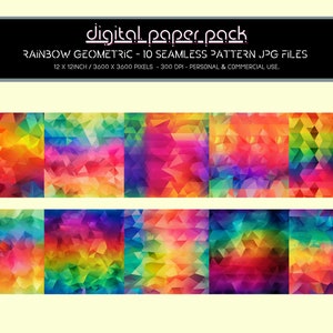 Rainbow Geometric Pattern Seamless Digital Paper Pack Scrapbooking ...