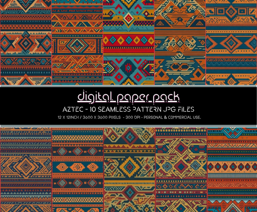 Aztec Patterns Seamless Digital Paper Pack Scrapbooking, Digital ...