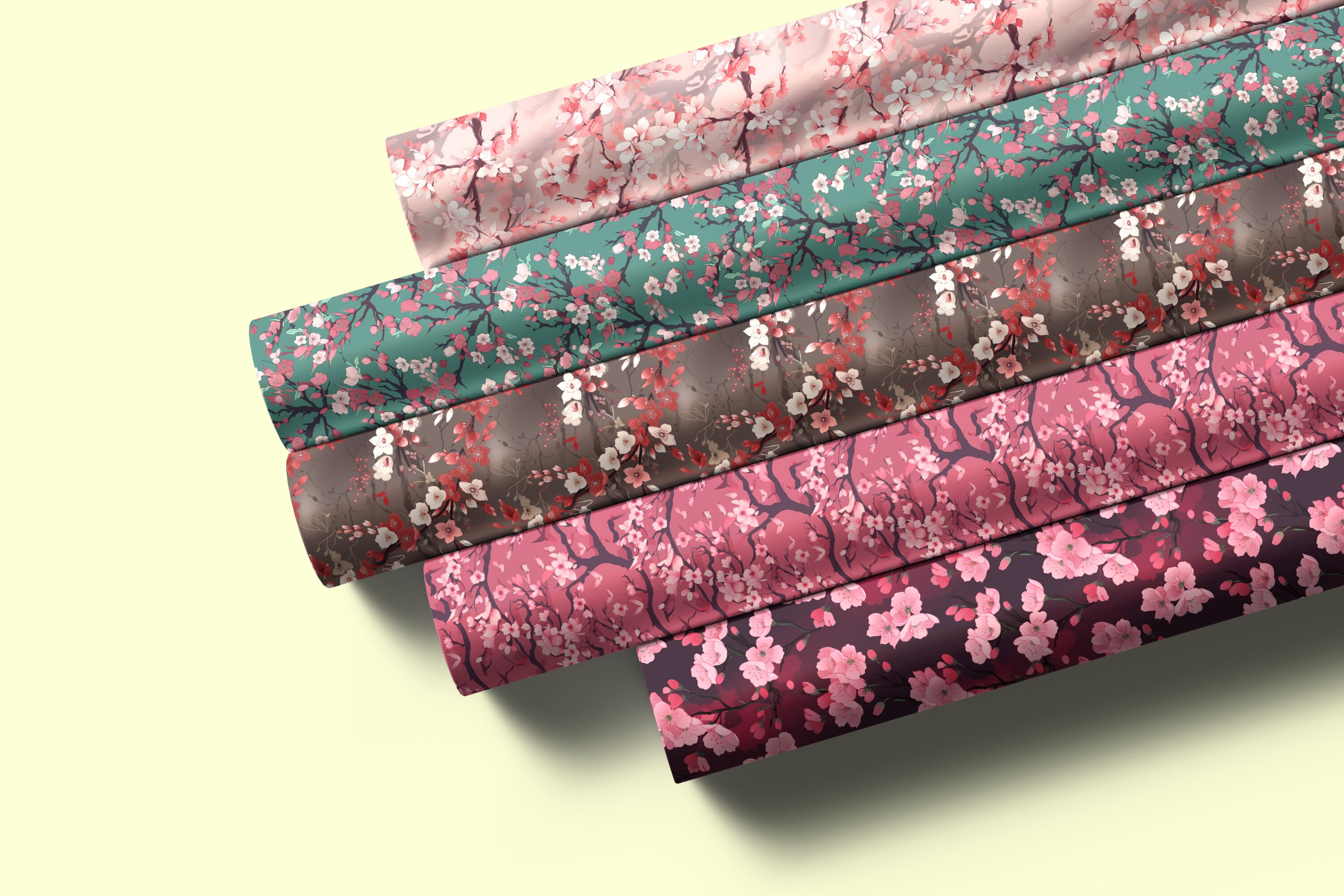 Cherry Blossoms Pattern Seamless Digital Paper Pack Scrapbooking ...