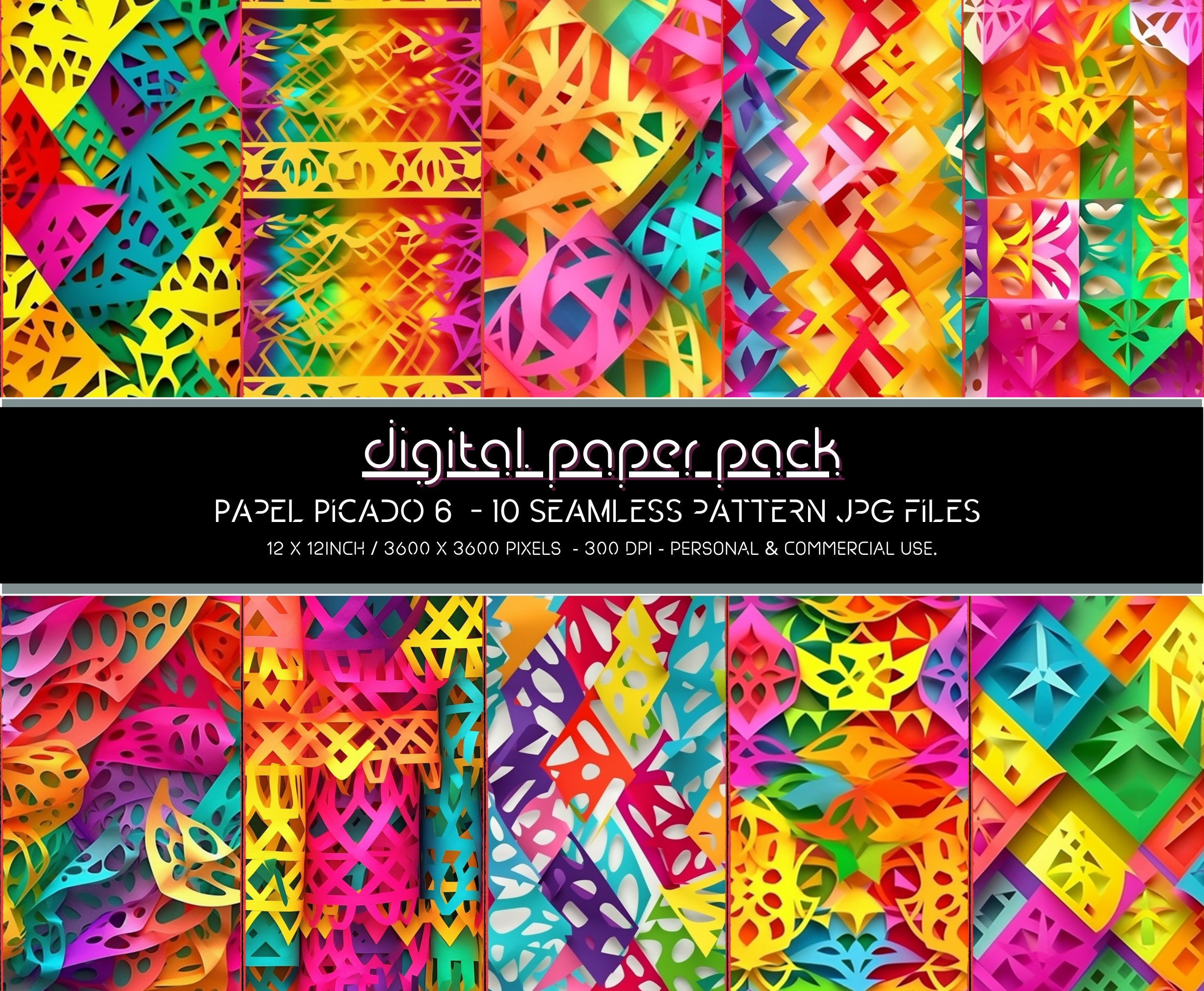 Papel Picado V6 Patterns Seamless Digital Paper Pack Scrapbooking ...
