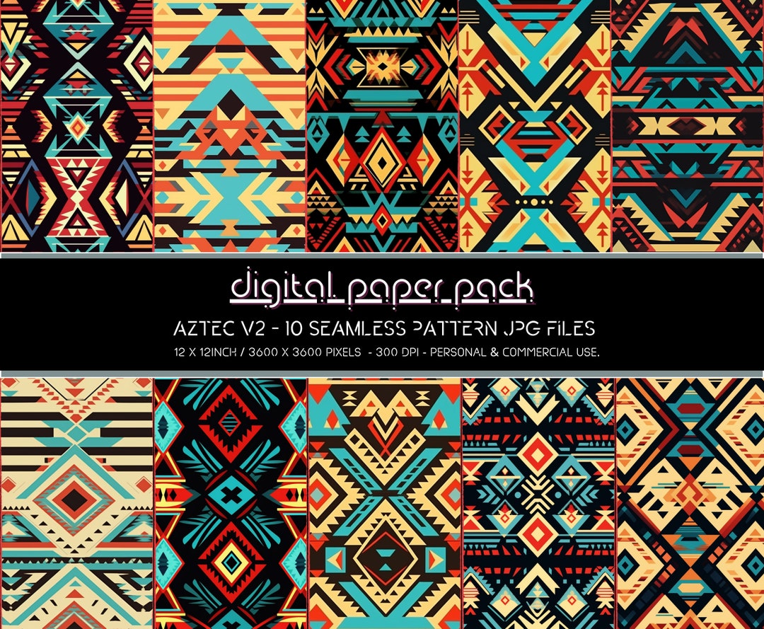 Aztec V2 Patterns Seamless Digital Paper Pack Scrapbooking, Digital ...
