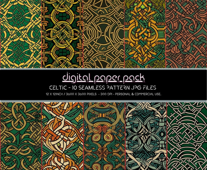 Celtic Patterns Seamless Digital Paper Pack Scrapbooking Digital ...