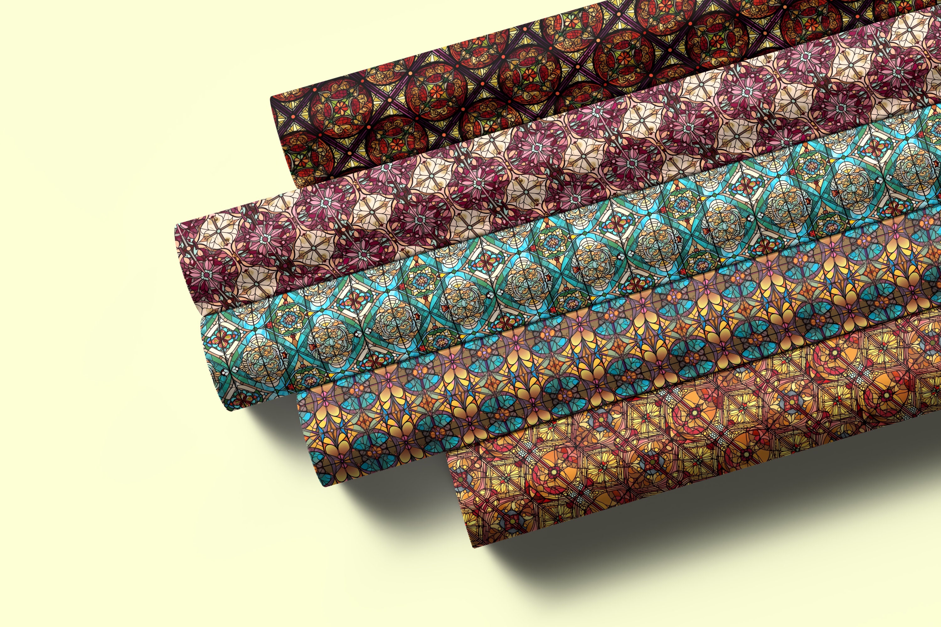 Dark Stained Glass Pattern Seamless Digital Paper Pack Scrapbooking ...