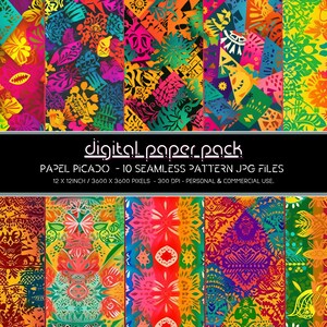 Papel Picado Patterns Seamless Digital Paper Pack Scrapbooking Digital ...