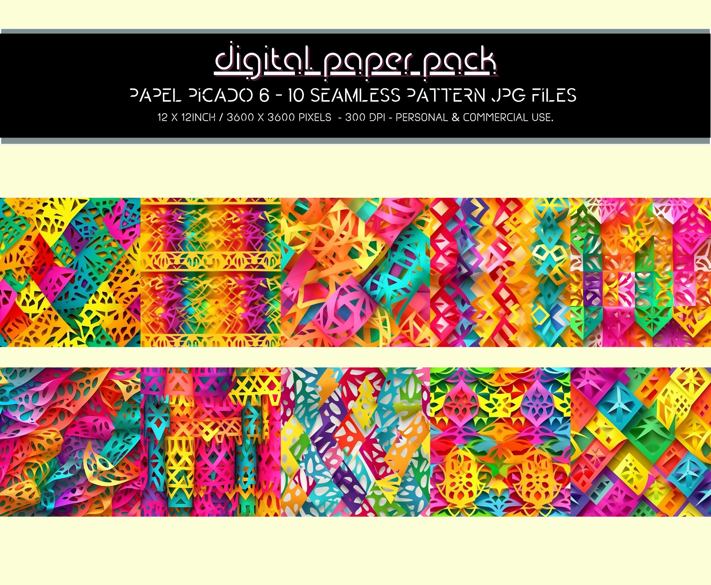 Papel Picado V6 Patterns Seamless Digital Paper Pack Scrapbooking ...