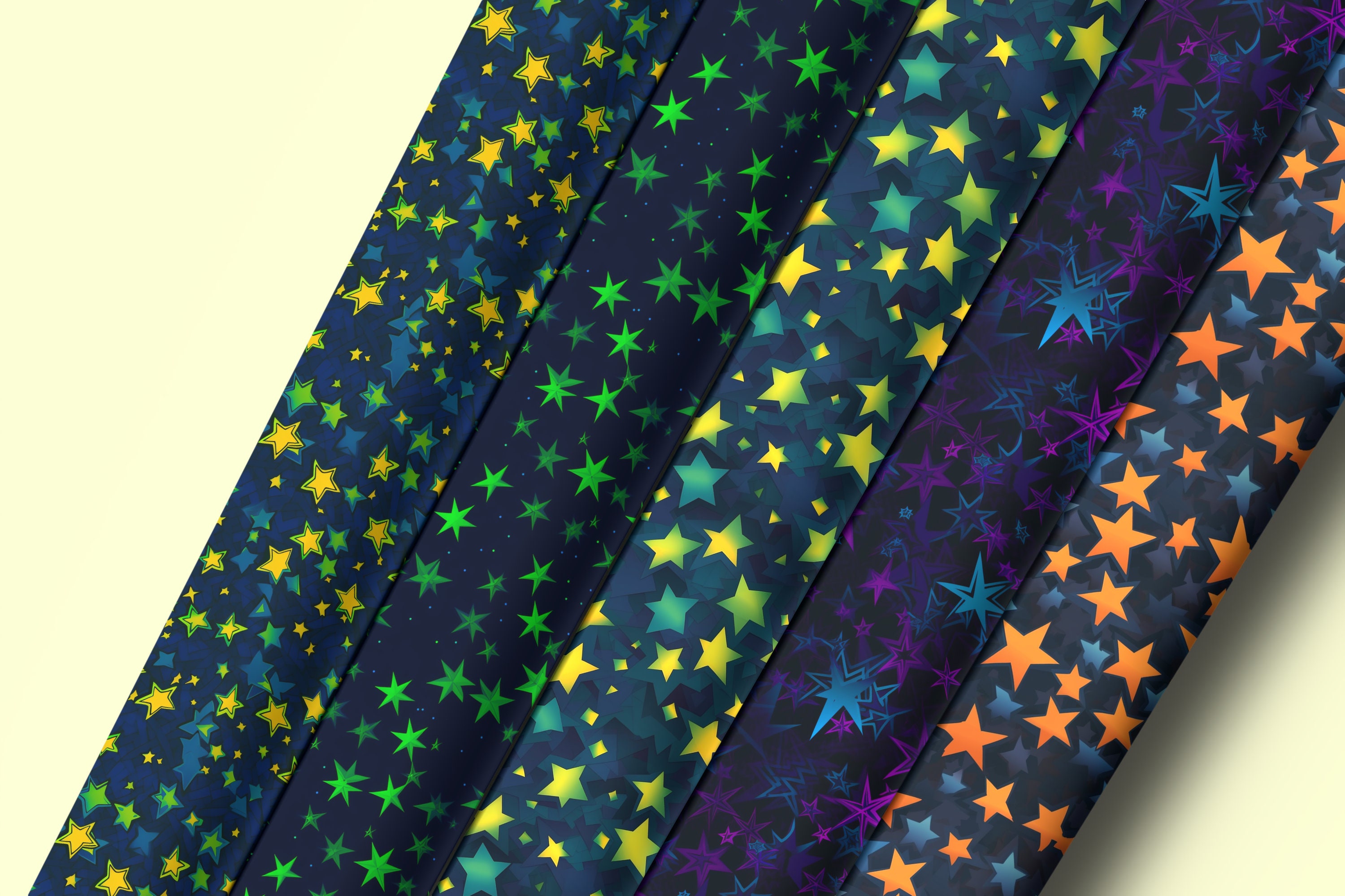Fluorescent Stars Patterns - Seamless Digital Paper Pack - Scrapbooking ...