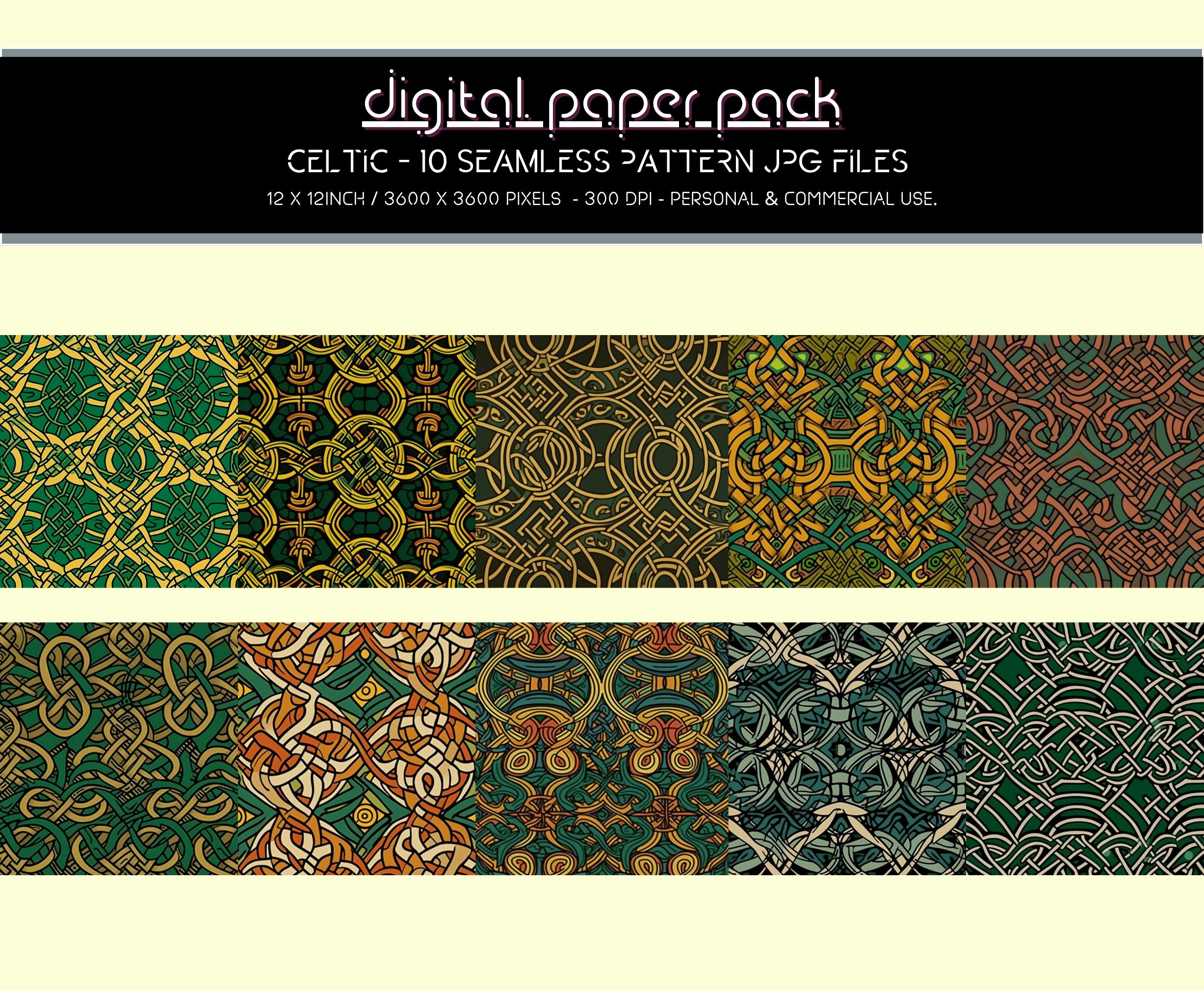 Celtic Patterns Seamless Digital Paper Pack Scrapbooking Digital ...