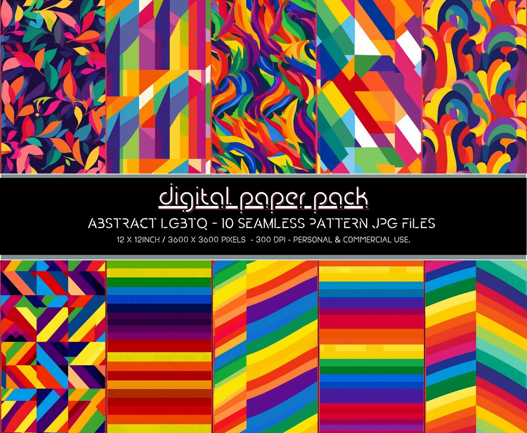 Abstract LGBTQ Patterns Seamless Digital Paper Pack Scrapbooking ...