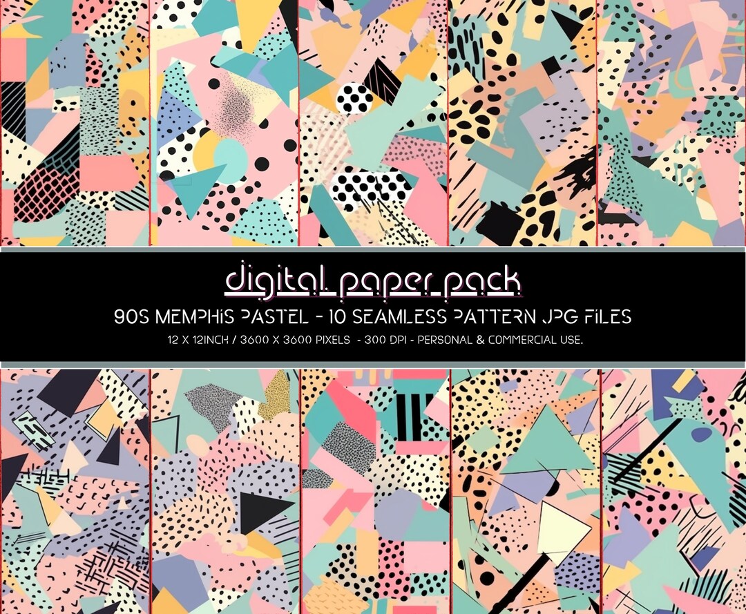 90s Memphis Pastel Patterns - Seamless Digital Paper Pack ...