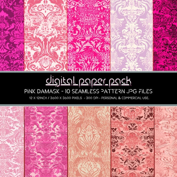 Pink Damask Pattern - Etsy